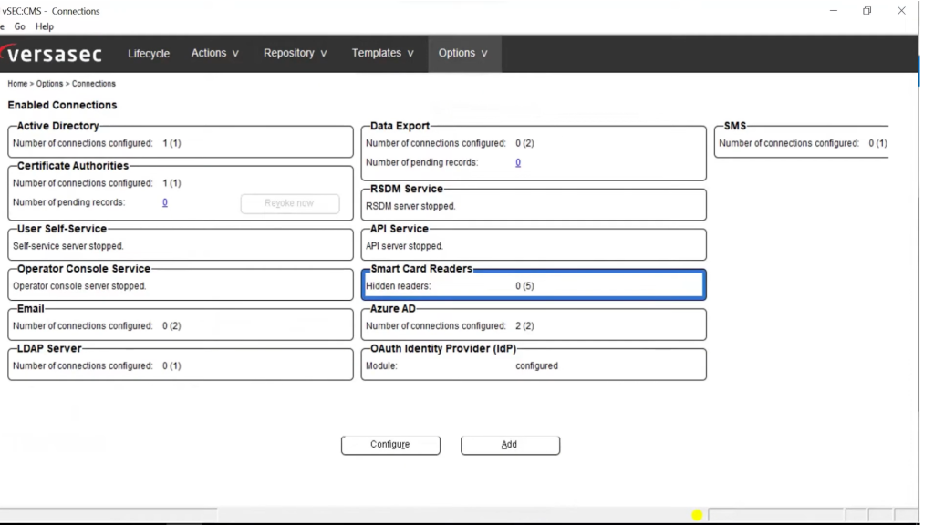 Connections Page - Feature Series - Versasec